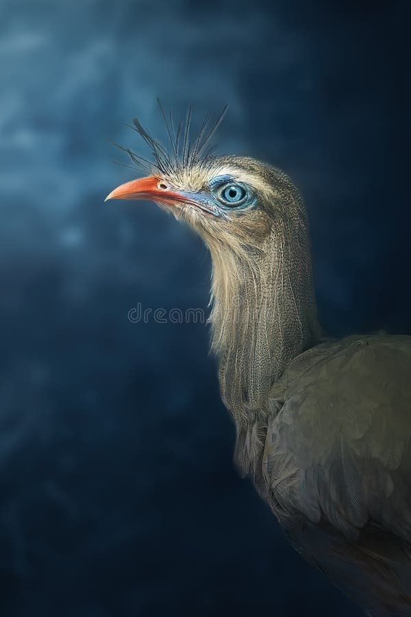 Red-legged Seriema on a Blue Background Stock Image - Image of bird ...