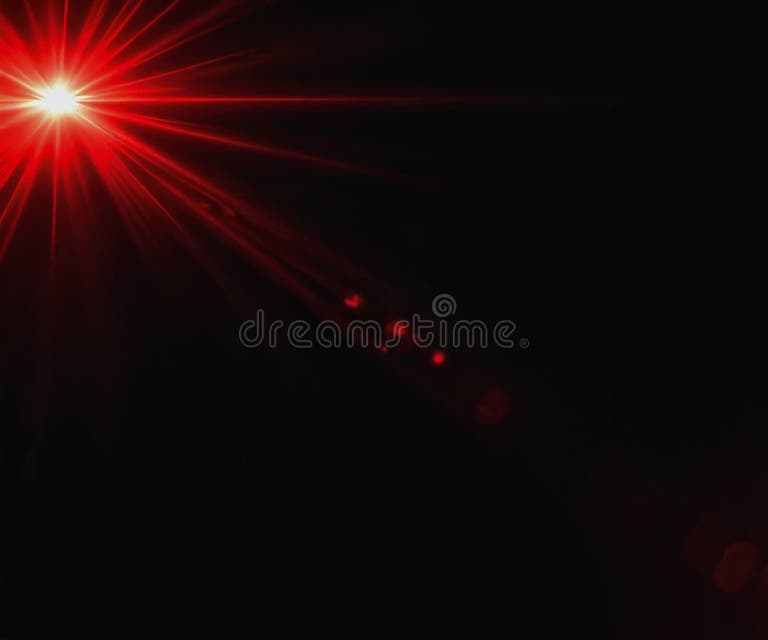 Red Lens Light Effect, Flash and Burst of Light. Magic Star Rays and ...