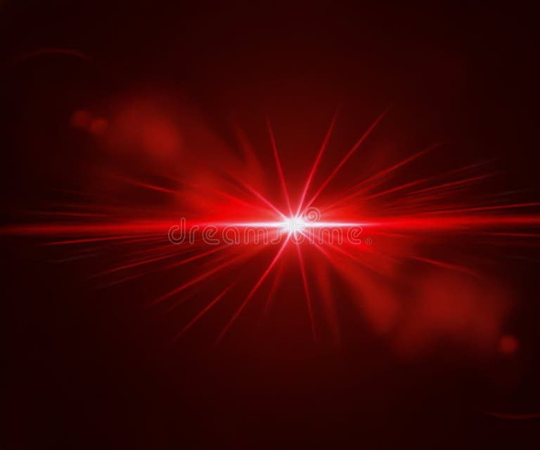 Red Lens Light Effect, Flash and Burst of Light. Magic Star Rays and ...