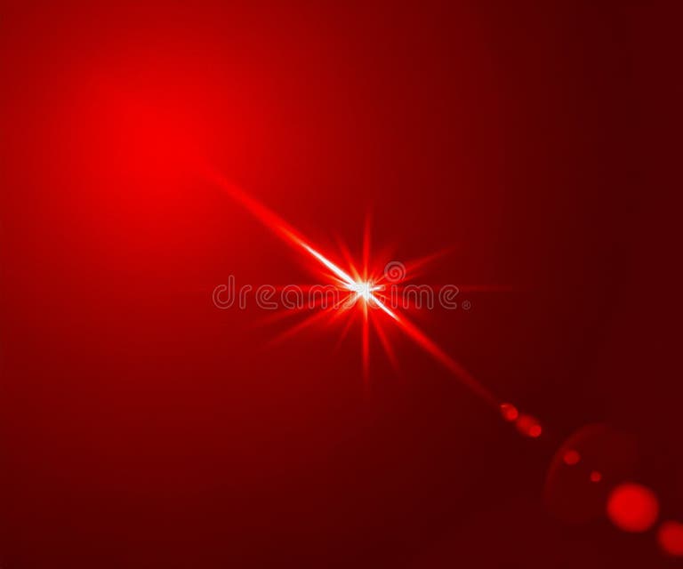 Red Lens Light Effect, Flash and Burst of Light. Magic Star Rays and ...