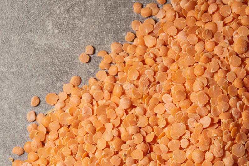 Red Lentil Beans Pile on the Grey Background Stock Photo - Image of ...