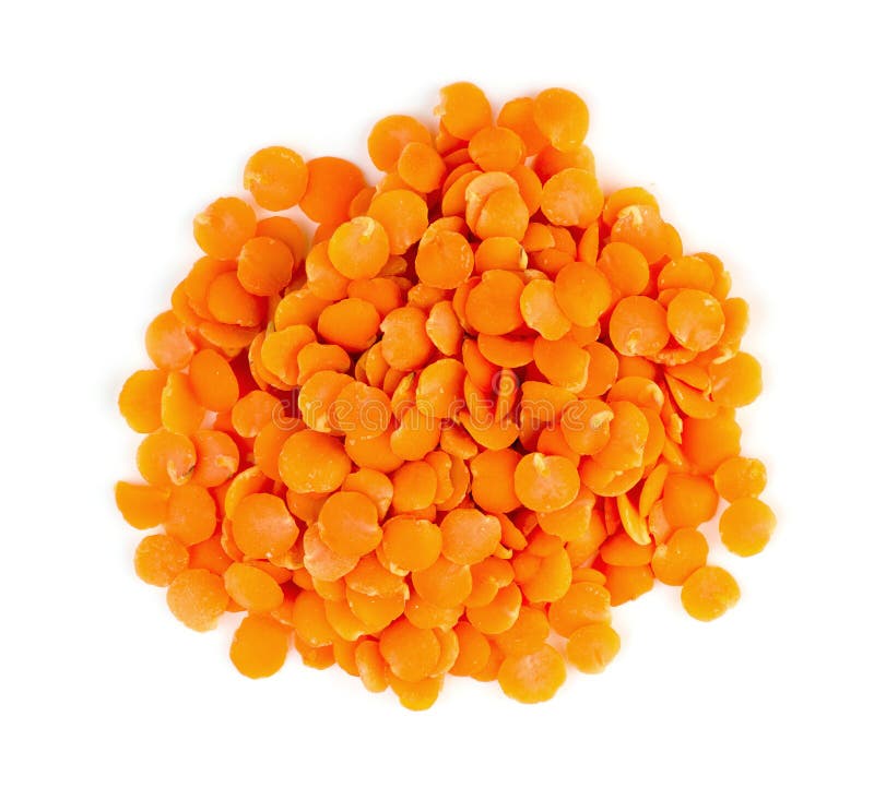 Red Lentil Split Peas Pile Isolated Against White Stock Photo - Image ...