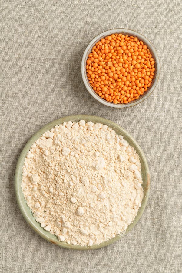 Red Lentils and Lentil Flour Stock Photo - Image of wooden, overhead ...