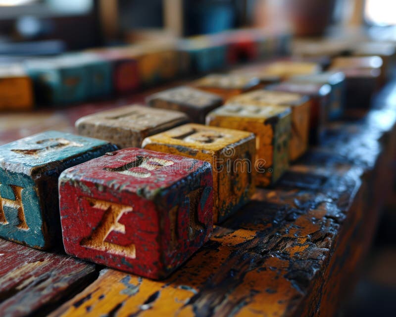 Red Letter Block Stacked on Alphabet Blocks Bright and Engaging ...