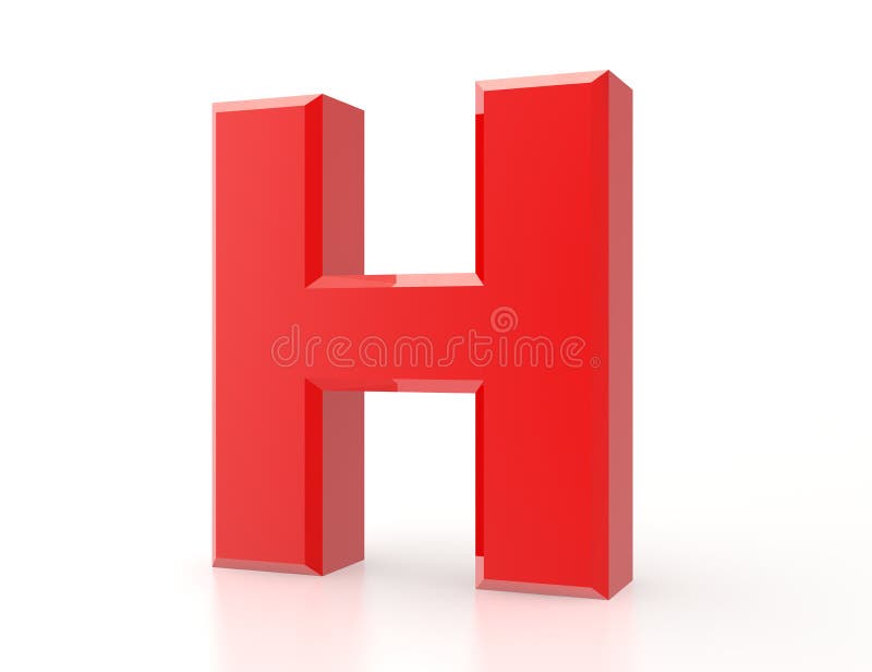 The Red Letter H Isolated on White Background 3d Rendering Stock ...