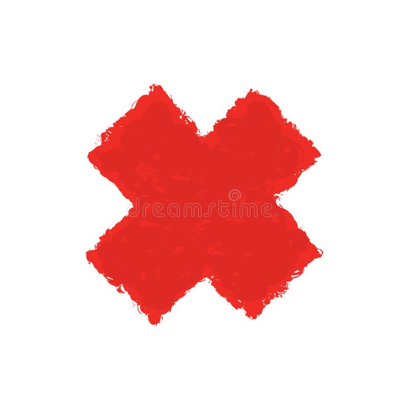 Red Letter X Made with Brush Paint Ink. Mark Grunge Style Stock Vector ...