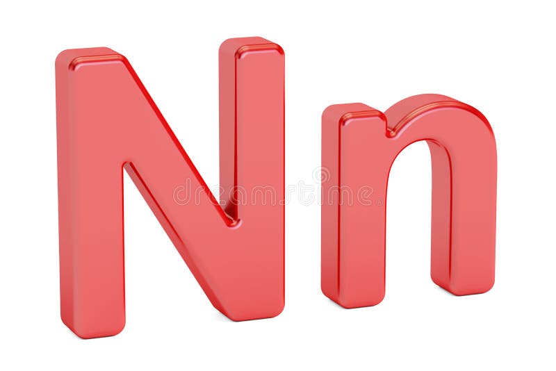 Red Letter N Alphabet, 3D Rendering Stock Illustration - Illustration ...