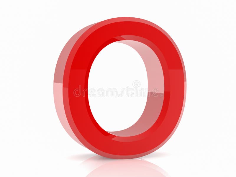 The Red Letter O on White Background 3d Rendering Stock Illustration ...