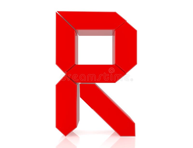 The Red Letter R Digital Style 3d Rendering Stock Illustration ...