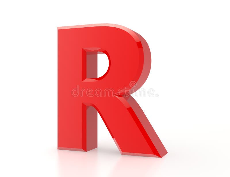 The Red Letter R Isolated on White Background 3d Rendering Stock ...