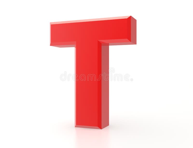 The Red Letter T Isolated on White Background 3d Rendering Stock ...