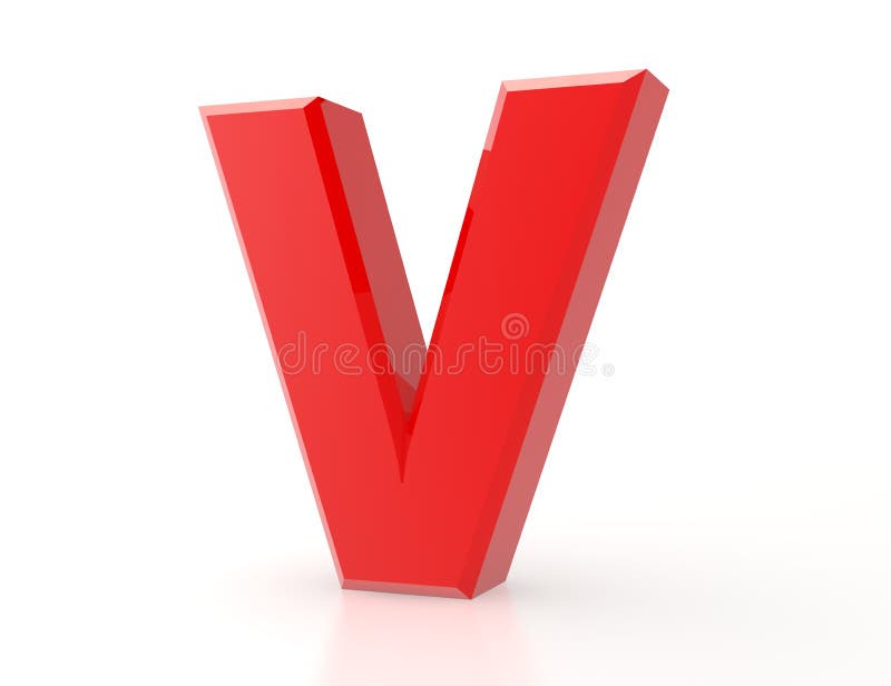 The Red Letter V Isolated on White Background 3d Rendering Stock ...