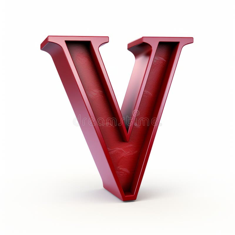 Maroon 3d Cartoon Letter V - Red Metallic Hard Surface Modeling Stock ...