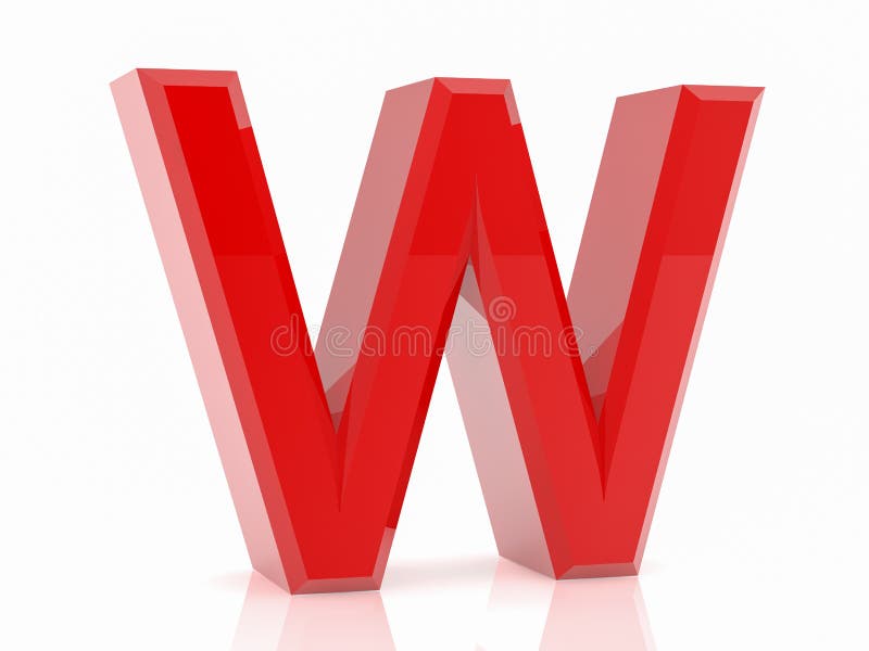 The Red Letter W on White Background 3d Rendering Stock Illustration ...