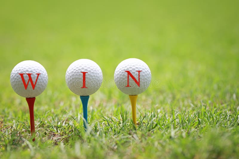 The Red Letter of Win on White Golf Ball. Stock Image - Image of nature ...