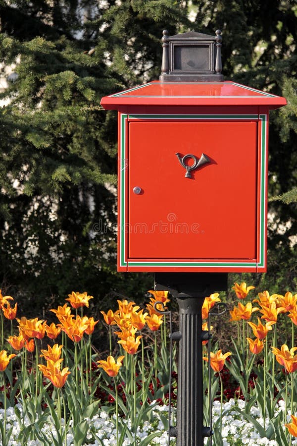 Red mailbox XL stock image. Image of delivery, single - 5437785