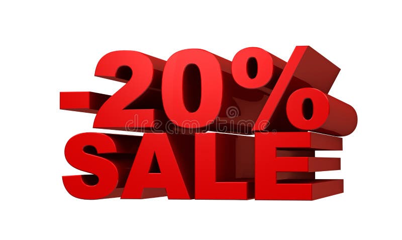 Red Letters 20 Sale Discount Concept 3d Illustration Stock ...