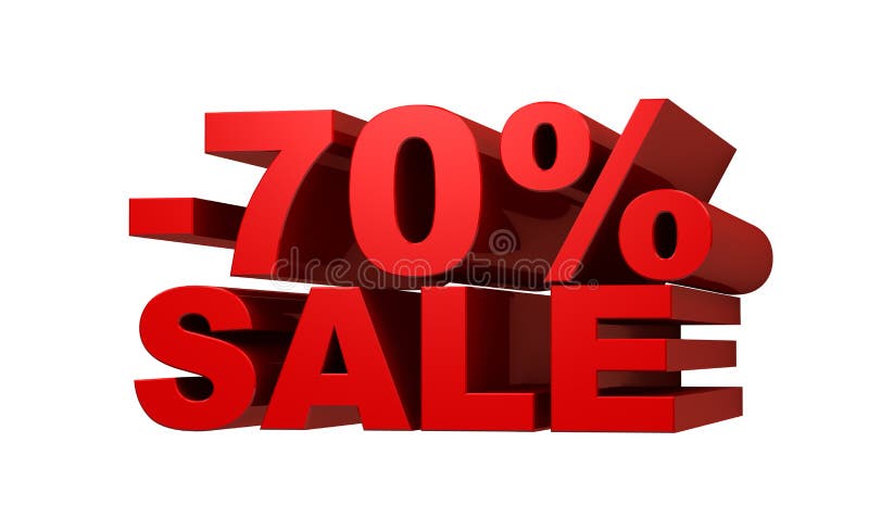 Red Letters -70 SALE, Discount Concept, 3d Illustration Stock ...