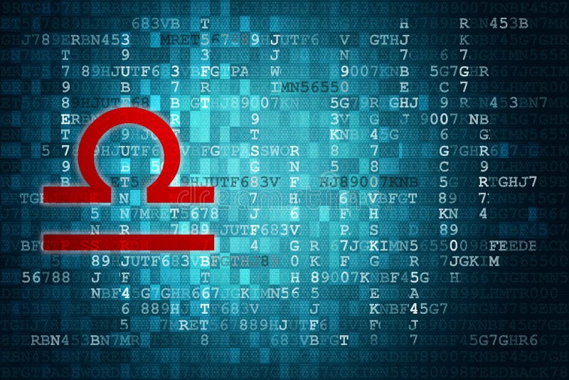 Red Libra Zodiac Sign on Blue Digital Background. Copy Space Stock ...