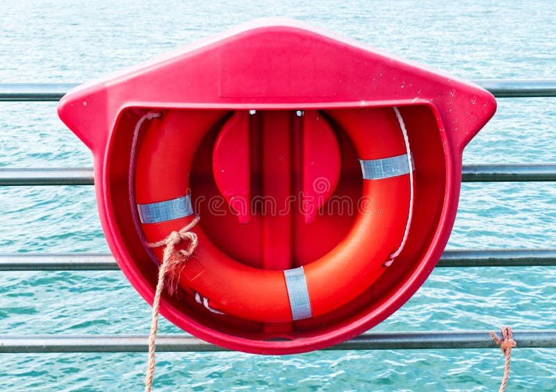 Red Life Preserver on Display. Stock Image - Image of guard, preserver ...