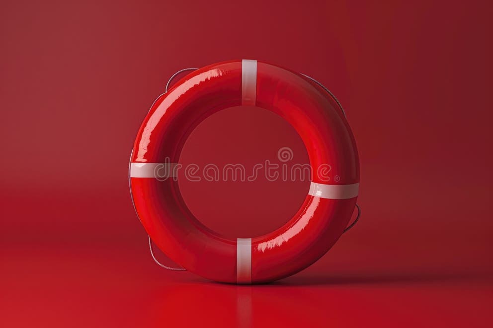 A Red Life Preserver is Sitting on a Red Background Stock Image - Image ...