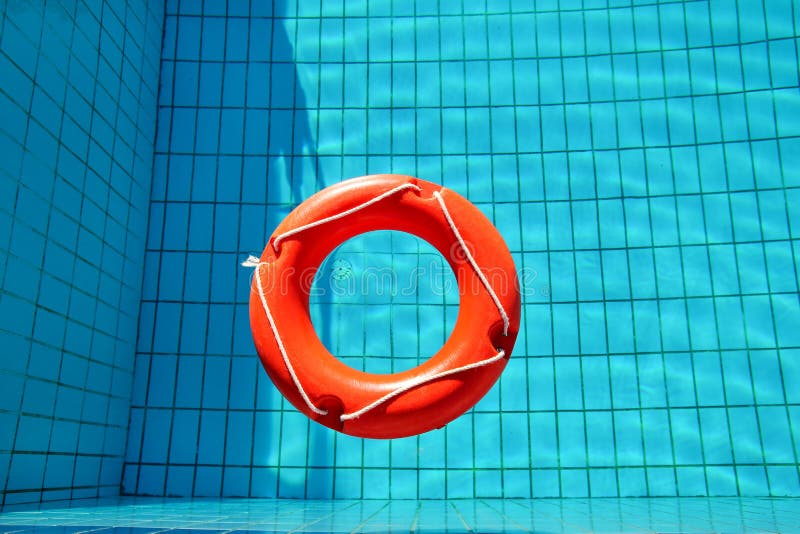 Red Lifebuoy Pool Ring Float, Ring Floating in Refreshing. Stock Image ...