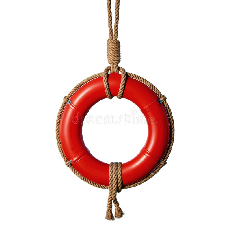 Red Lifebuoy Ring with Rope for Water Safety Stock Illustration ...