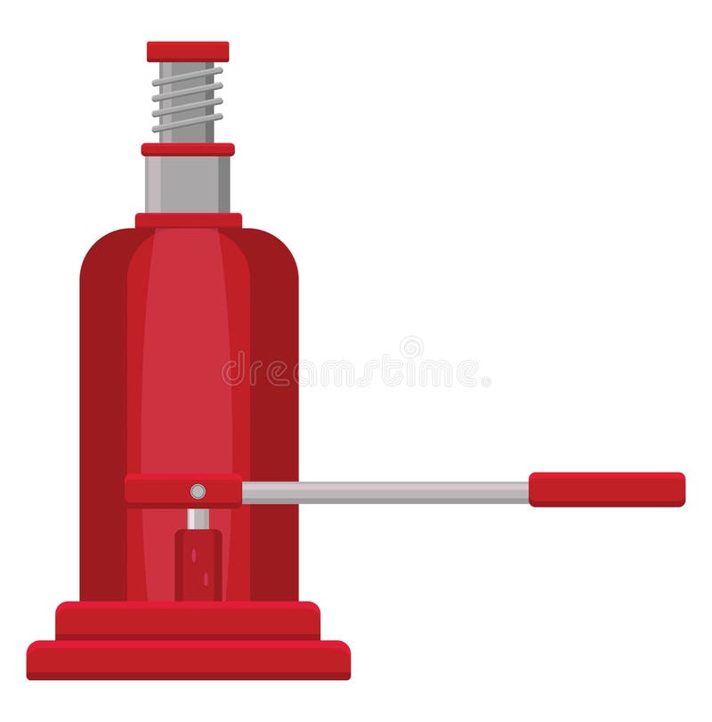 Red lifting jack, icon stock vector. Illustration of lift - 261373641