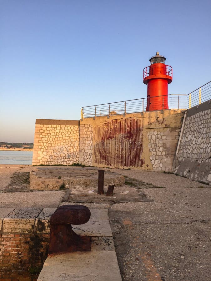 The Red Light of Ancona Port Editorial Image - Image of light, business ...