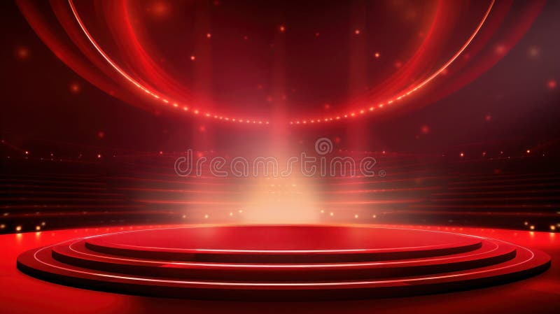 Red Light Award Ceremony Background with Podium Stock Illustration ...