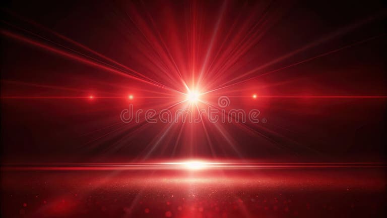 Red Light Beam Background with Glowing Particles and Bright Flare ...