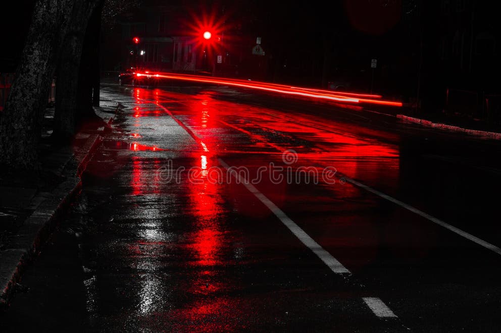 Red light beam at night stock photo. Image of road, traffic - 318405000