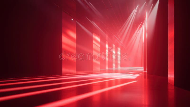 Dramatic Red Light Beams Modern Hallway Stock Photos - Free & Royalty ...