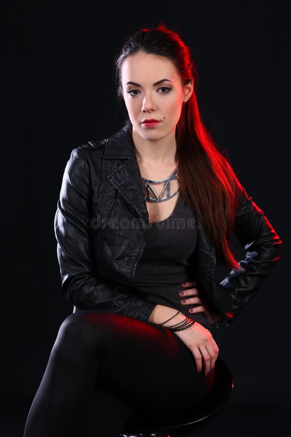 Red light stock image. Image of model, punk, leather - 68581069