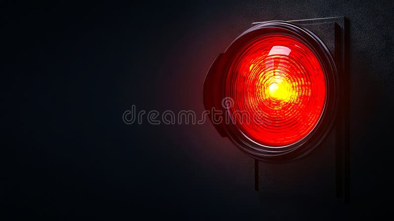 A Red Light on a Black Wall in the Dark Stock Image - Image of closeup ...