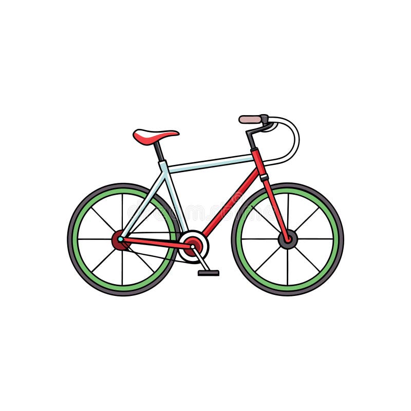 Red and Light Blue Bicycle Isolated on White Stock Illustration ...
