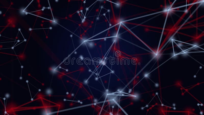 Red and Light Blue Connected Particles, Complex Structure, Abstract Animated Background, Plexus ...
