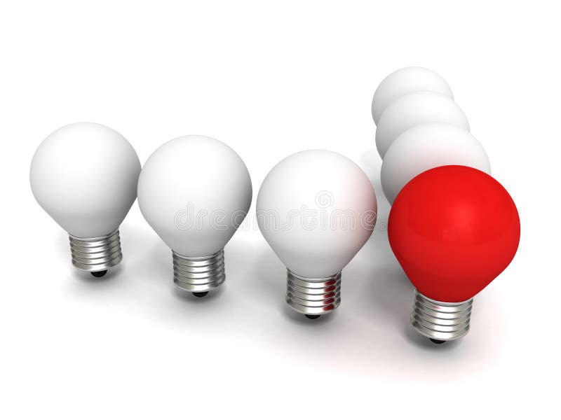 Red Light Bulb Concept Leader of Team White Crowd Stock Illustration ...