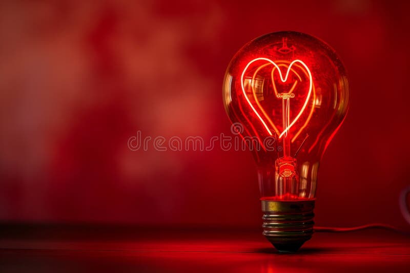 A Red Light Bulb with a Heart Drawn on it Stock Illustration ...