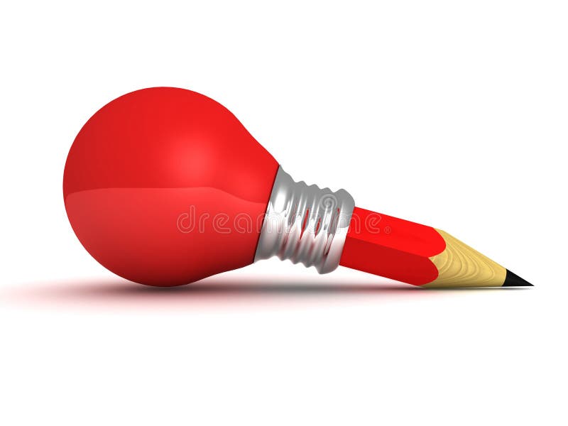 Red Light Bulb Pencil Good Idea Concept Stock Illustration ...