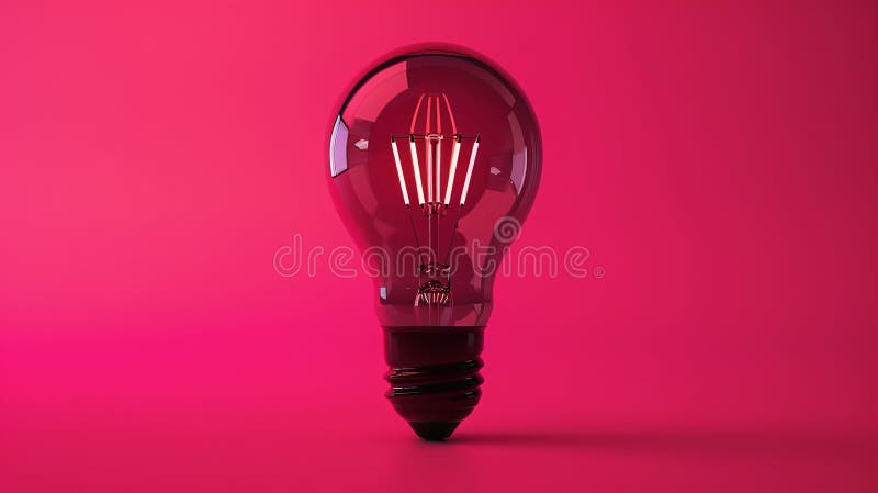 Red Light Bulb on Pink Background, Studio Shot. Minimalistic Design and ...