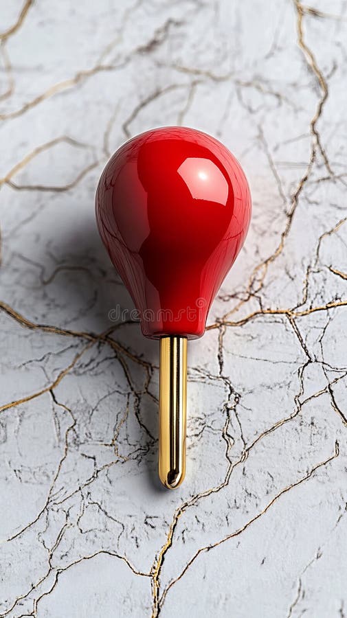 A Red Light Bulb Sitting on Top of a Crack in a Concrete Surface Stock ...