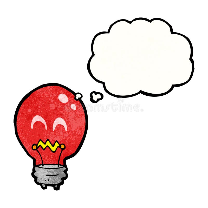 Red Light Bulb with Thought Bubble Stock Vector - Illustration of light ...