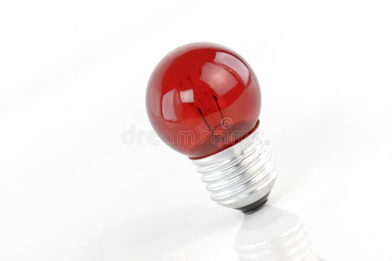 Red Light Bulb on White Background Stock Image - Image of lamp ...