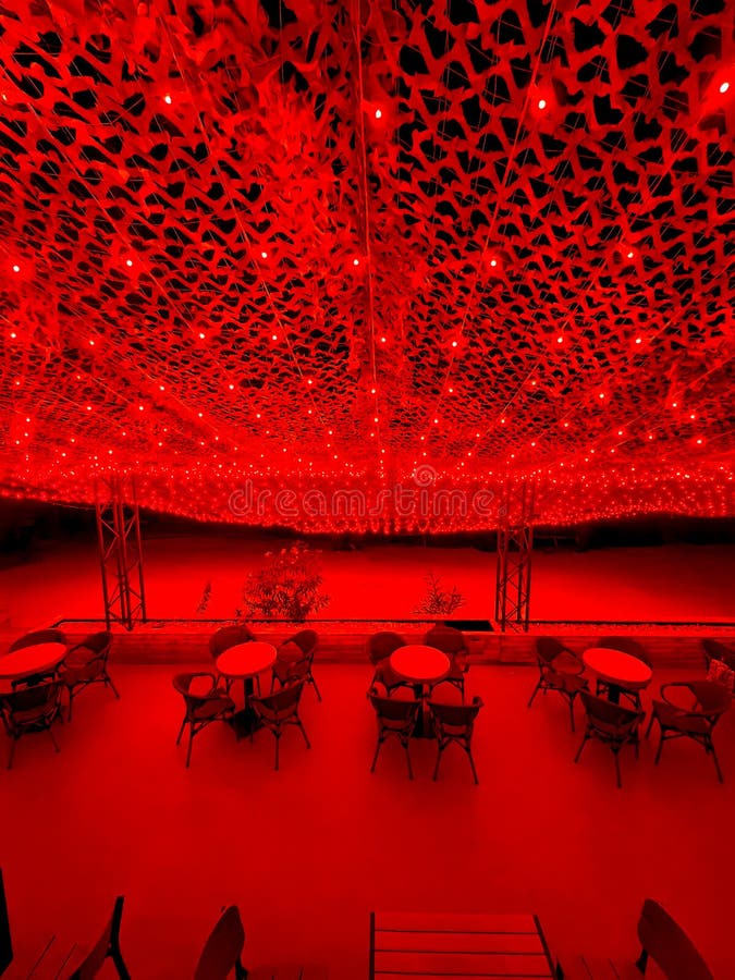 Red Light Bulbs in the Beach Bar Stock Image - Image of ceiling, card ...