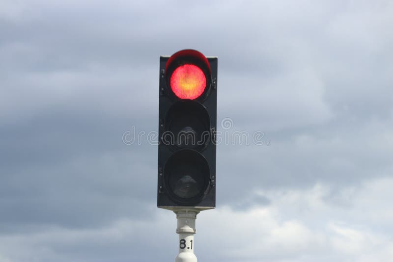 Red Light Burning in a Traffic Light at Crossing Stock Image - Image of ...
