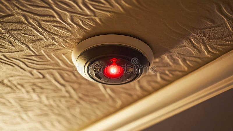 Red Light on Ceiling Indicating Active Security Camera in a Modern Residential Setting Stock ...
