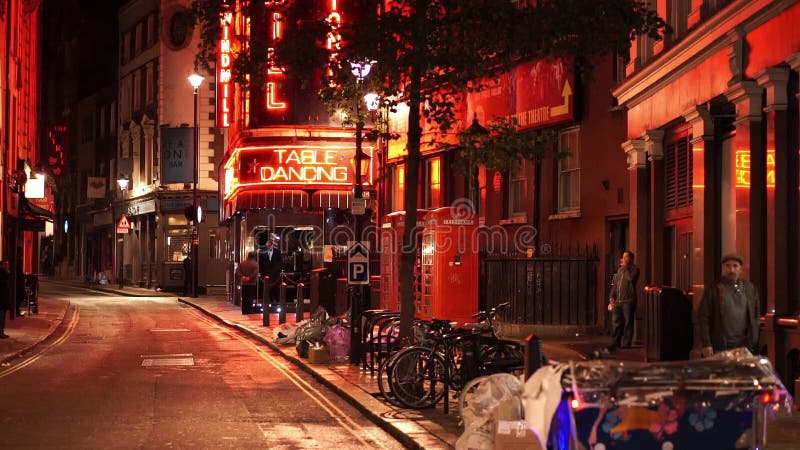 Red Light District London Table Dancing Bar at Night Stock Footage ...