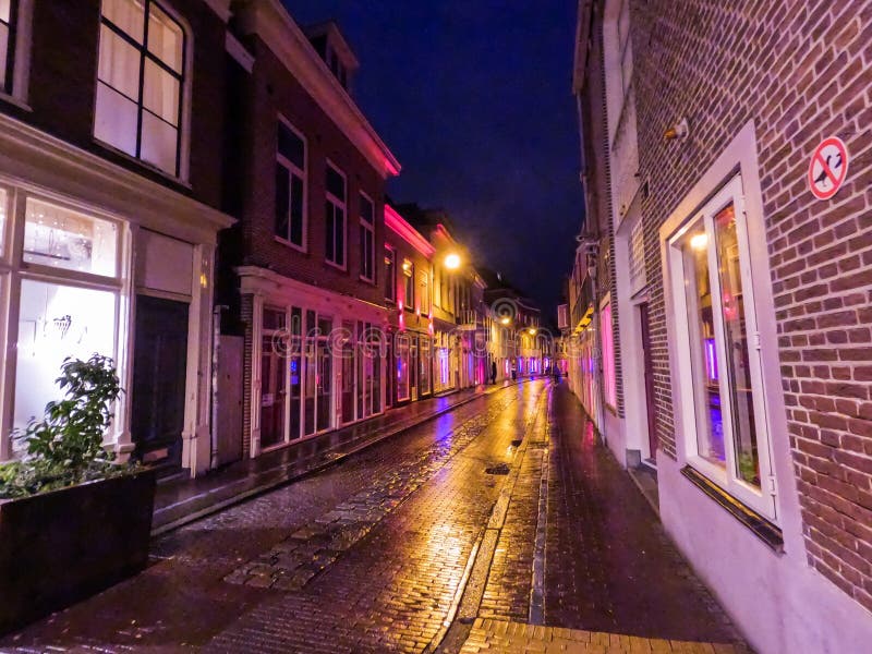 Red Light District by Night in Amsterdam the Netherlands Stock Photo ...