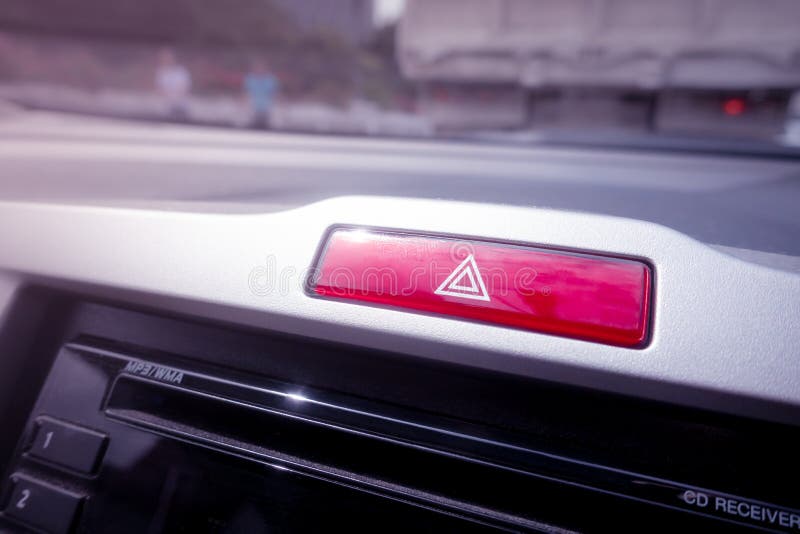 Red Light Emergency Button on a Car Console Stock Image - Image of ...